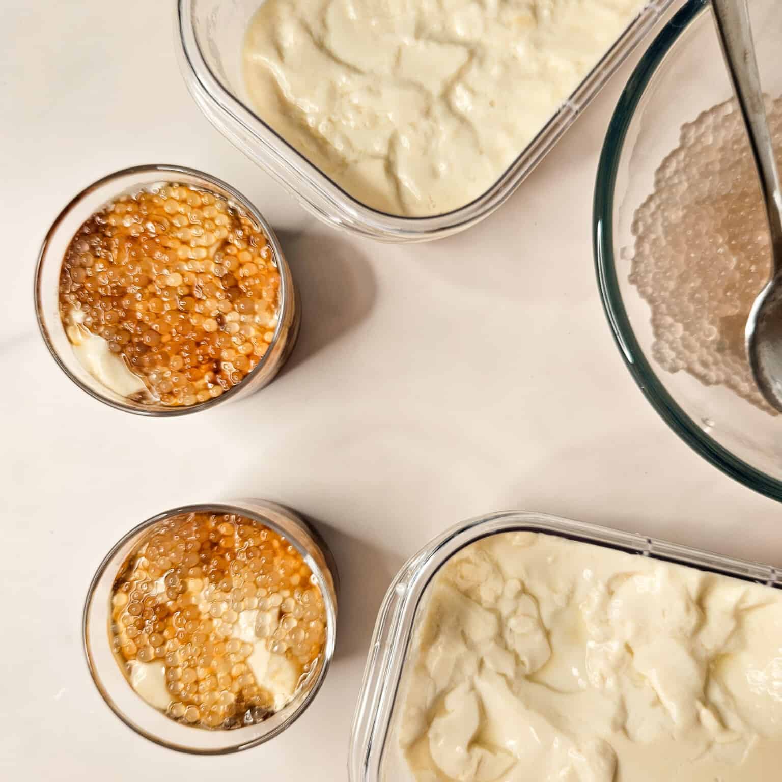 Taho (2 ways) - Tofu Pudding with Brown Sugar Syrup and Sago