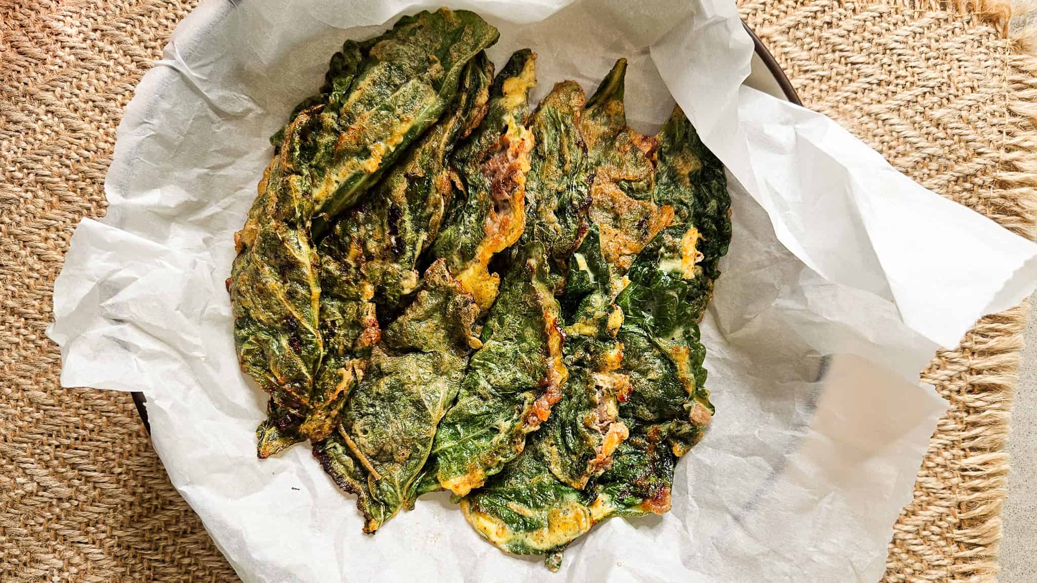 Korean-Style Stuffed Perilla Leaf Pancake (Kkaenip Jeon)